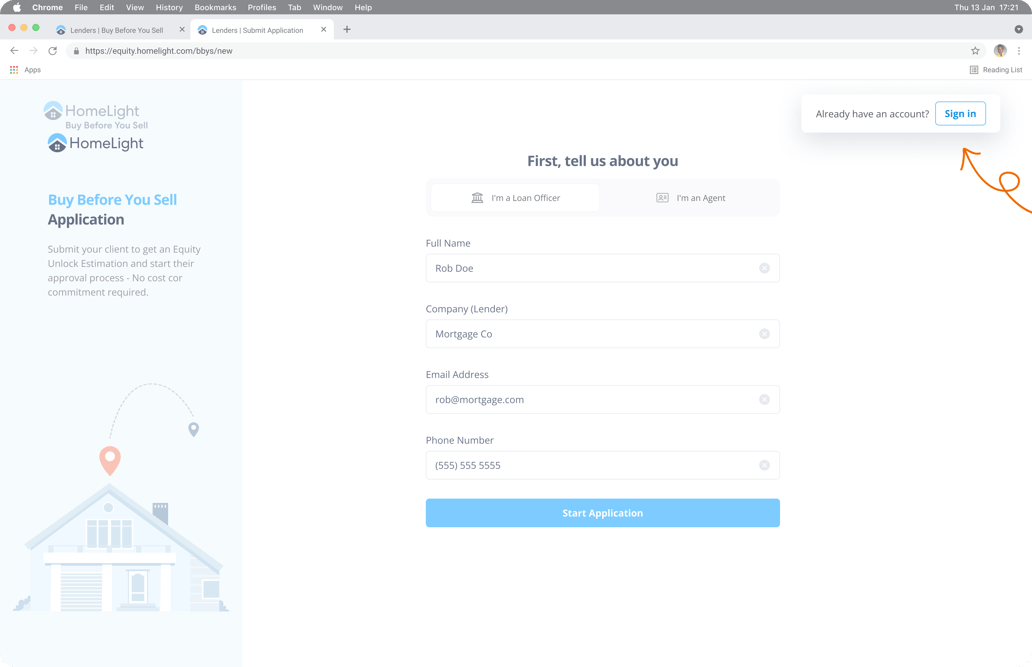 How to sign in or sign up
